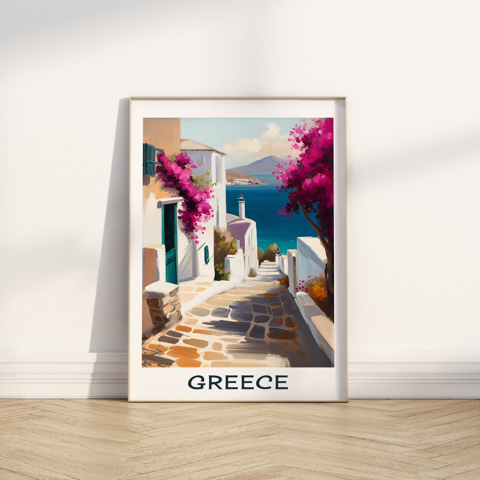 Greece Travel Poster Oil Painting Style Greece Print Wall Art - Etsy