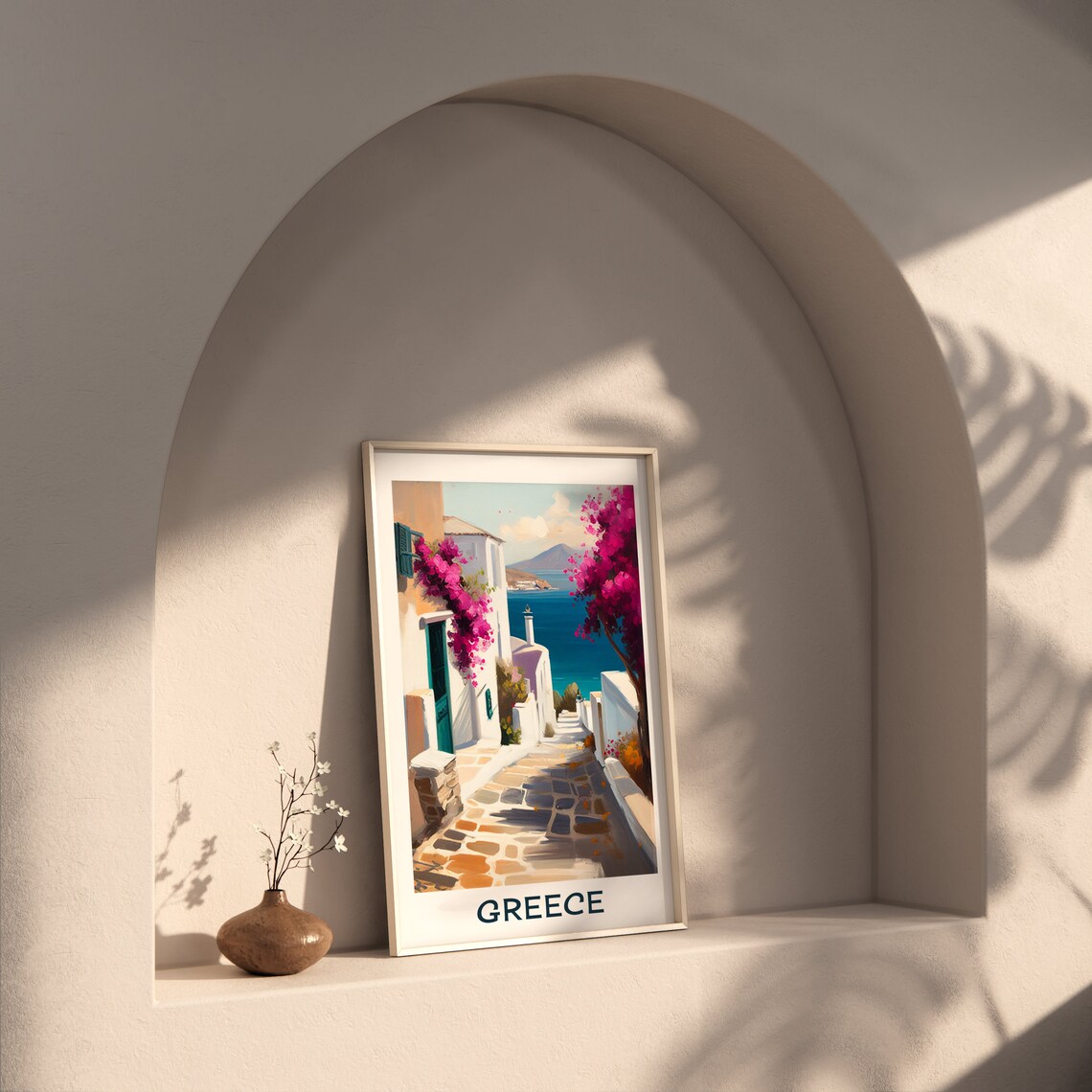 Greece Travel Poster Oil Painting Style Greece Print Wall Art - Etsy