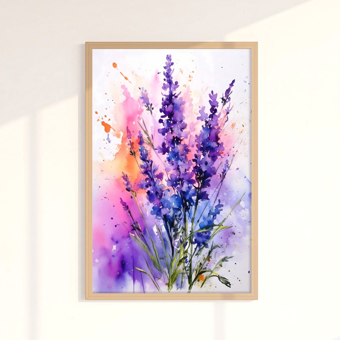 Summer Lavender Watercolor Print Purple Lavender Poster Watercolor ...