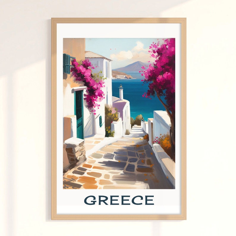 Greece Travel Poster Oil Painting Style Greece Print Wall Art - Etsy