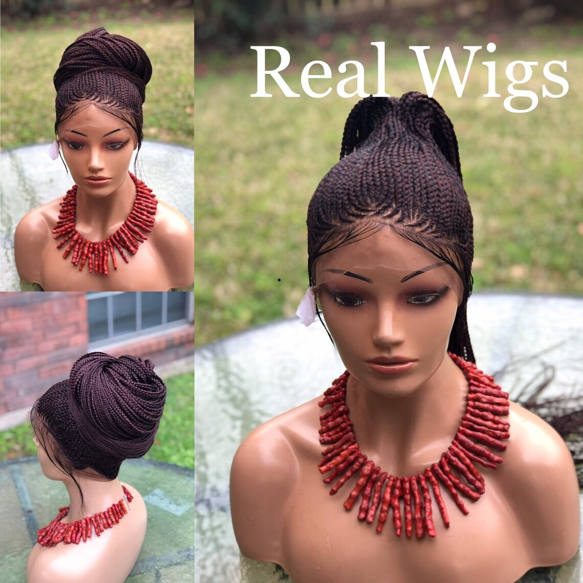 Braided wig Cornrow wigpony tail wig. Wig for black women | Etsy