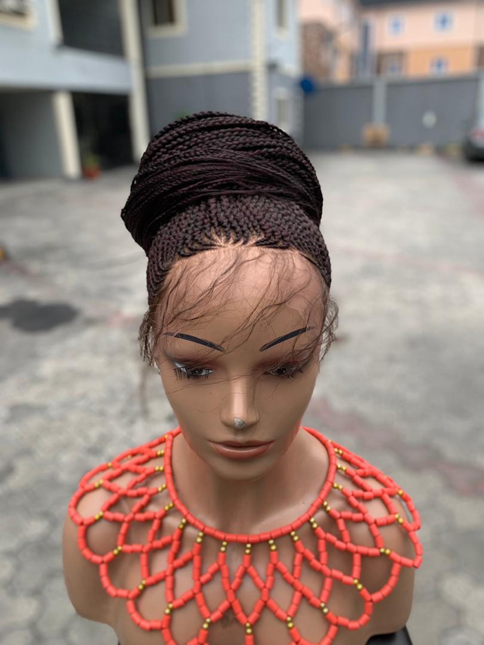 Braided wig. Cornrow wig. Made on a full lace wig. Pony tail | Etsy