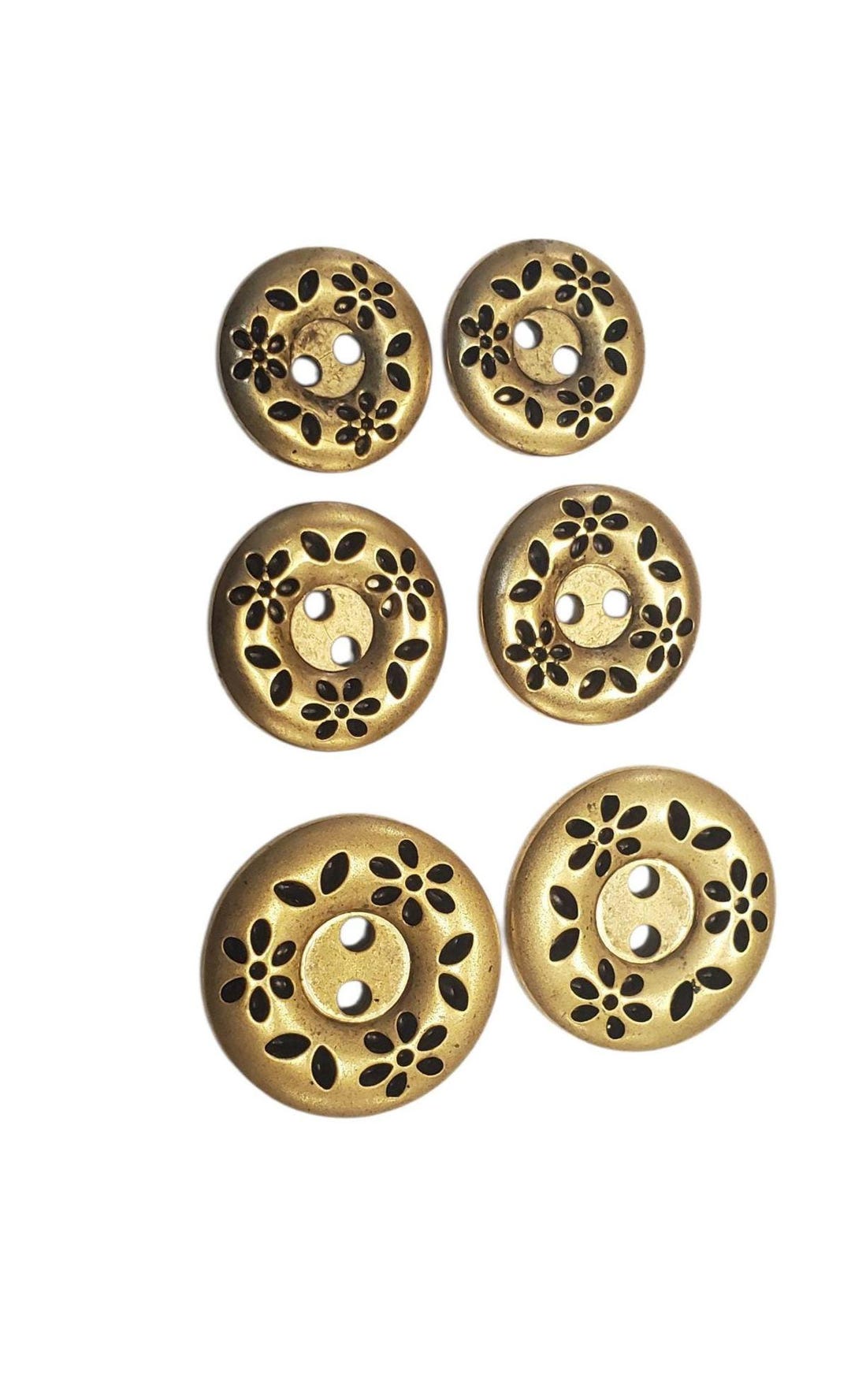 Vintage Antique Brass Floral Buttons - Etsy