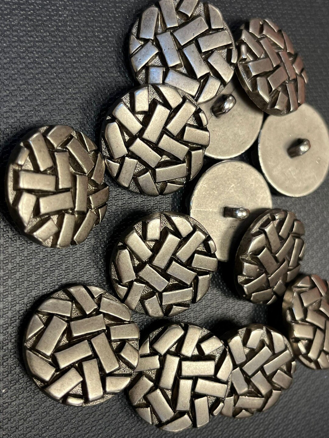 Textured 3D Silver Button Vintage Button - Etsy