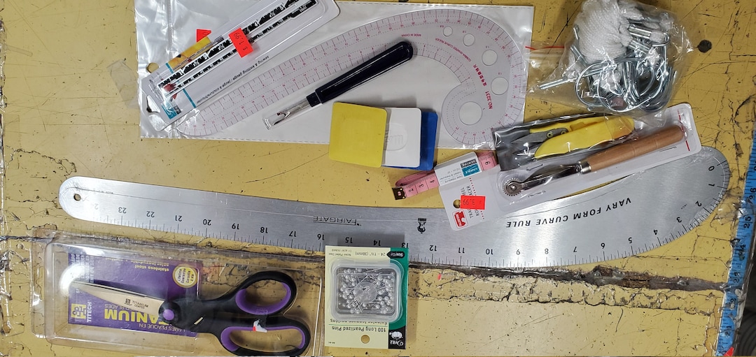 Pattern Making Ruler Kit: Curve Rulers, Scissors, Pins - 10 Piece Set ...