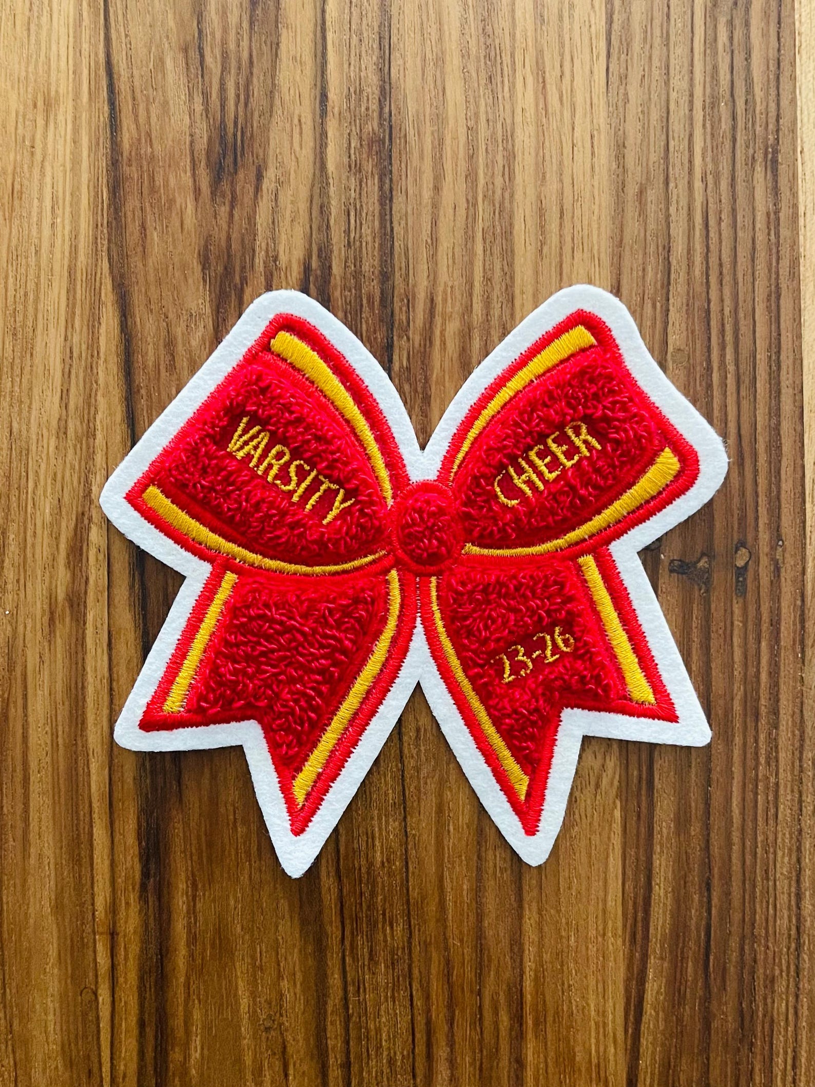 Custom Cheer Bow Patch | 4" Embroidered Chenille Patch | Personalized ...