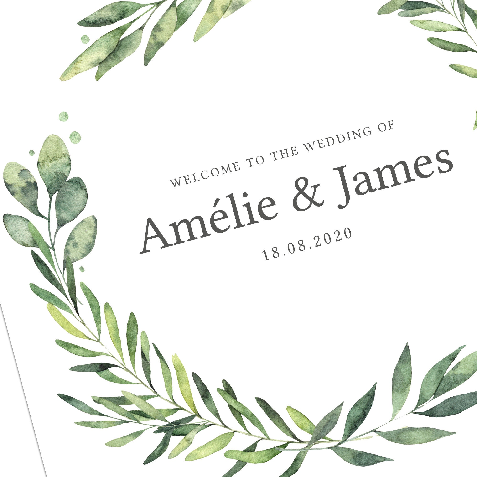 Large Botanical Theme Welcome Sign Printed Wedding Signage - Etsy UK