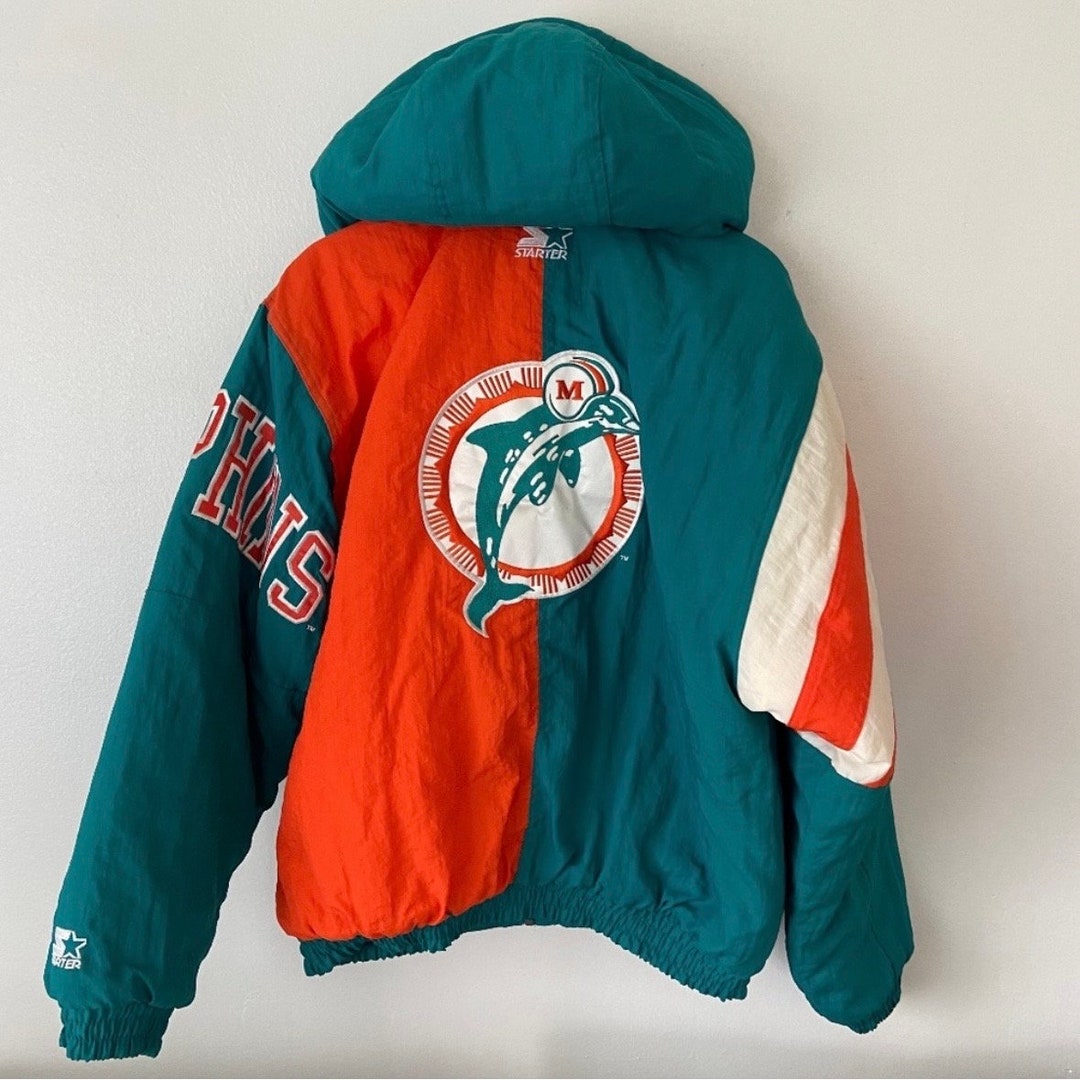 Starter Miami Dolphins Jacket Adult Medium Mens Vintage Clothing 90s NFL Football Sports Full ...