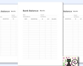 Bank Balance Printable Bank Account Log Savings Account Transactions ...