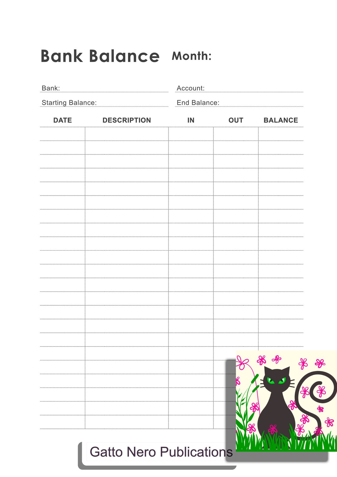 Printable Bank Balance Tracker, Account Planner, Bank Account Log, A4 ...
