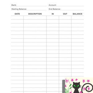 Printable Bank Balance Tracker, Account Planner, Bank Account Log, A4 ...
