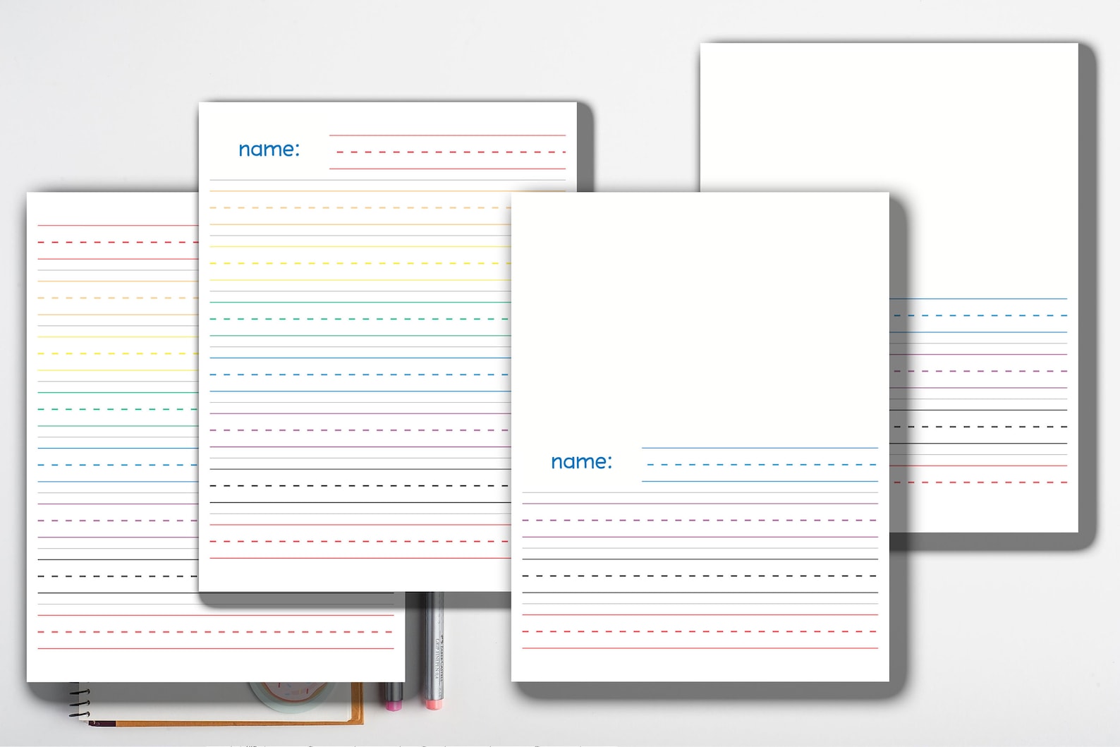 Lined School Writing Paper Lined School Kindergarten Preschool, Primary ...