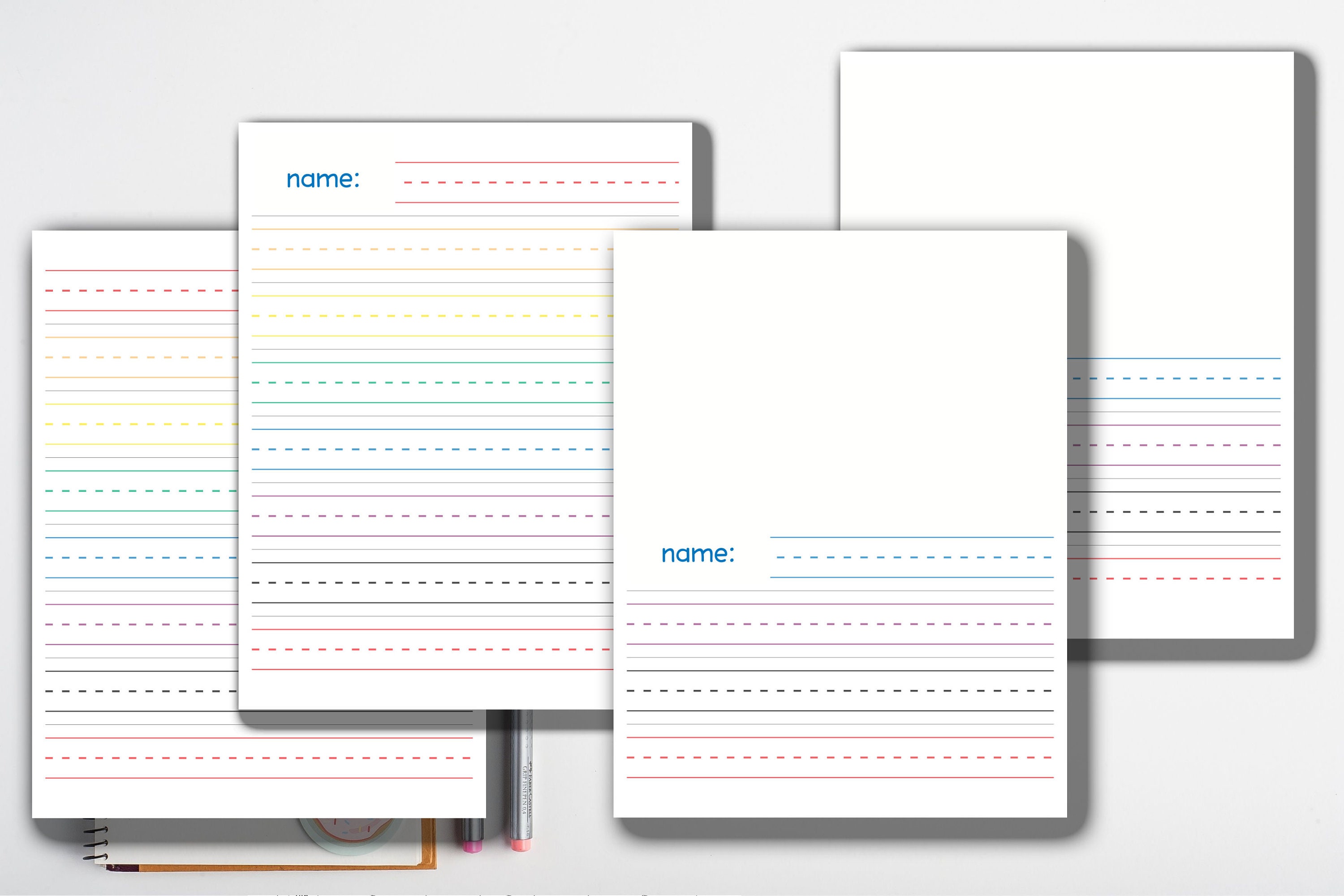 Lined School Writing Paper Lined School Kindergarten Preschool, Primary ...