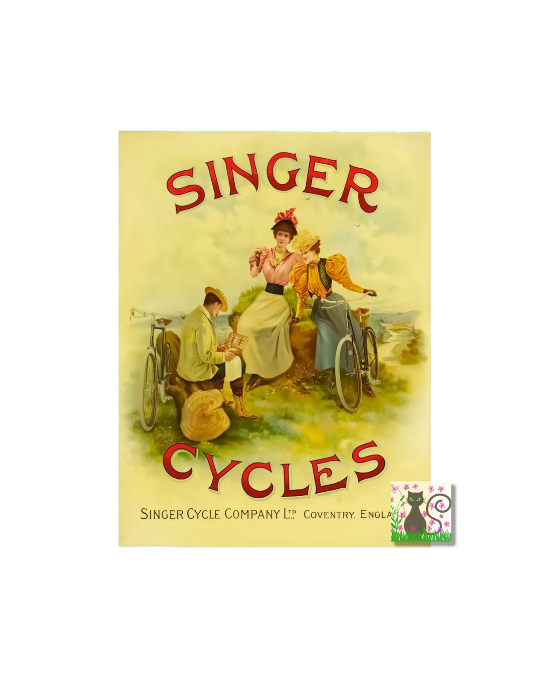Singer Cycles Poster Print, Vintage Cycle Poster, Bike Print, Vintage ...