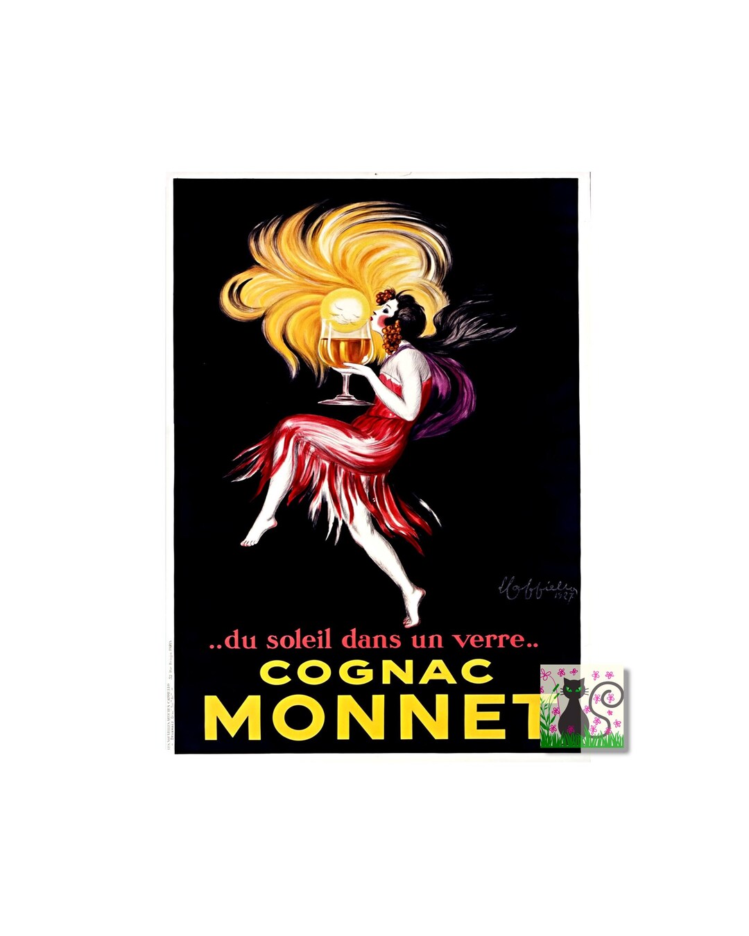 Cognac Monnet Vintage Food & Drink Poster Vintage French Advert Poster ...