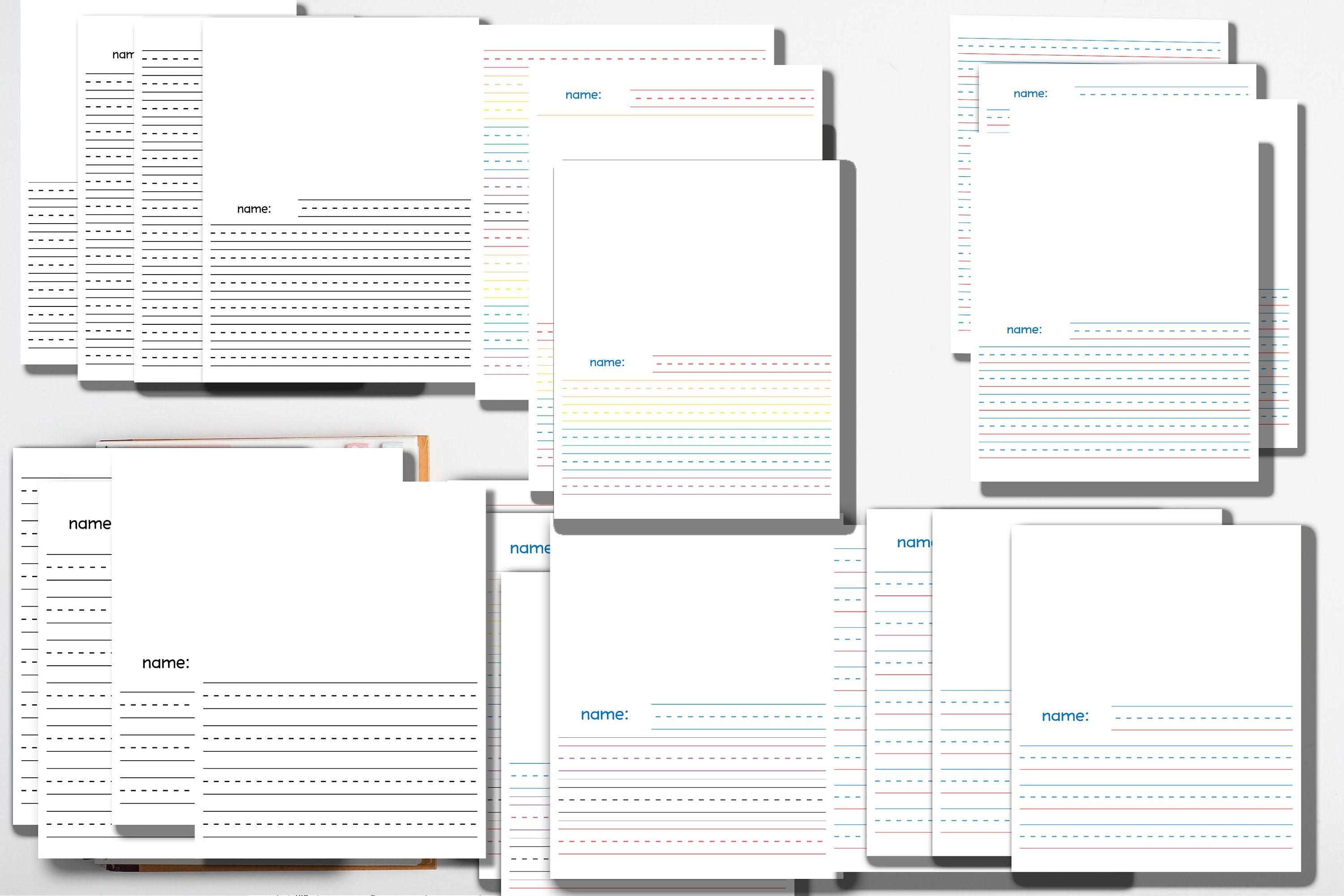 Lined School Writing Paper Lined School Kindergarten Preschool, Primary ...