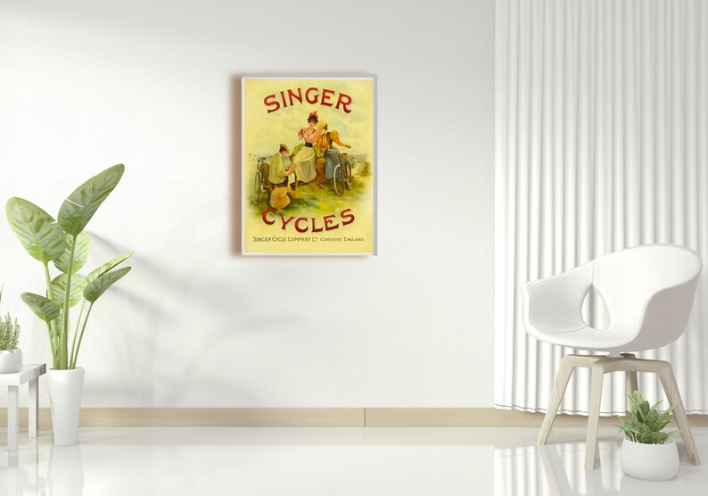 Singer Cycles Poster Print, Vintage Cycle Poster, Bike Print, Vintage ...