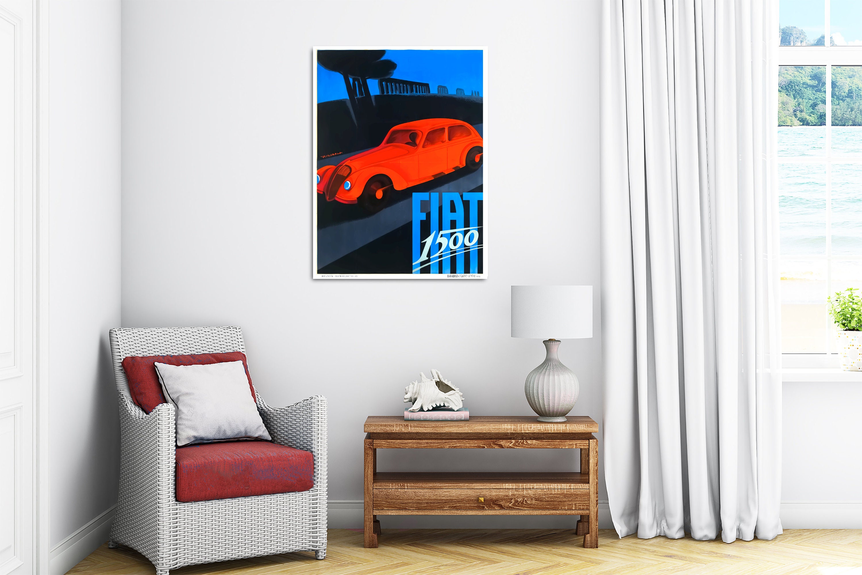 Vintage Fiat Poster Advert, Art Deco Italian Advert Print for Fiat ...