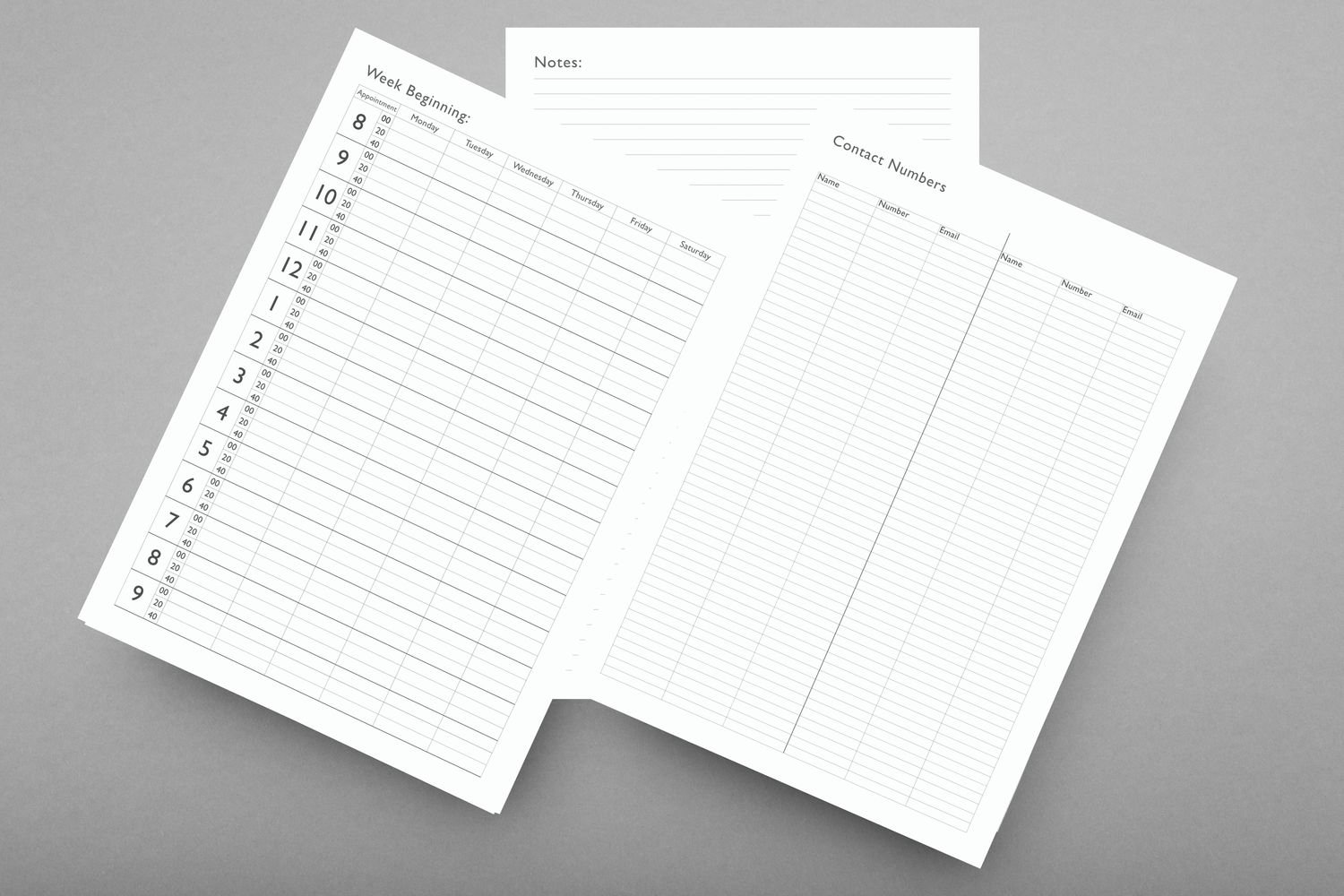Appointments Book Pages, 20 Minute Intervals Simple Appointment ...