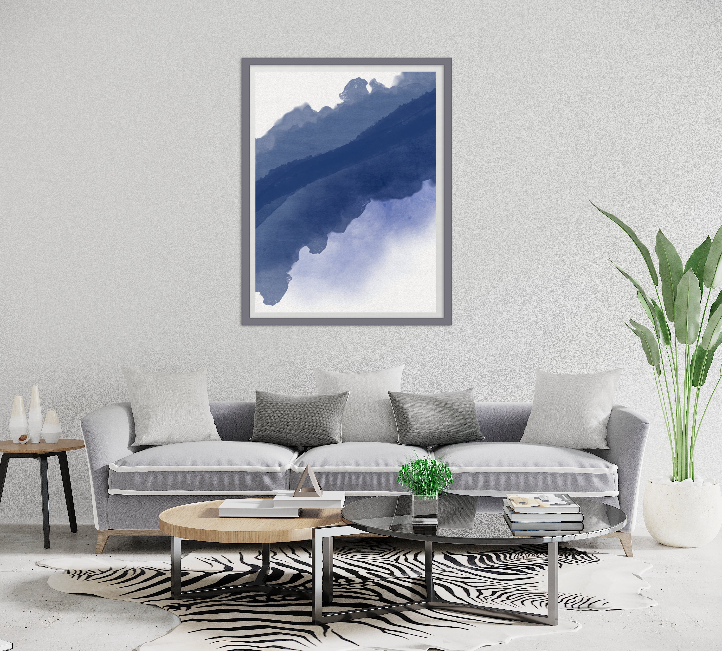 Blue Wall Art, Watercolor Prints, Navy Blue Wall Art, Indigo Blue ...