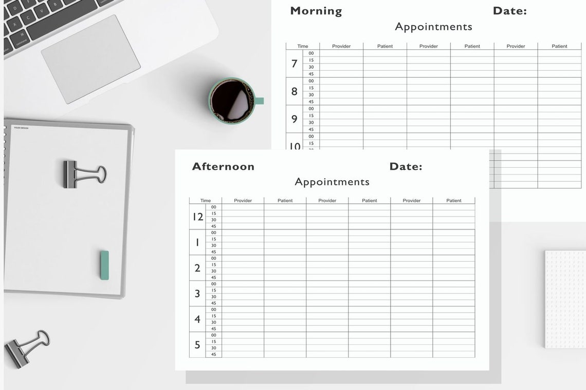 Patient Appointments Scheduler 15 Minute Intervals Morning Afternoon ...