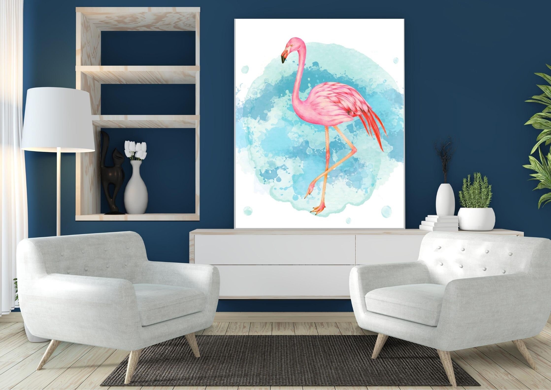 Flamingo Print Watercolour Digital Download Print Poster Decor Art Pink ...