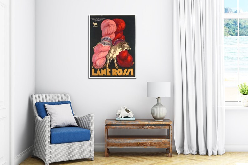 Vintage Yarn Poster, Knitting Wall Art, Lane Rossi, Fibre Arts Print ...