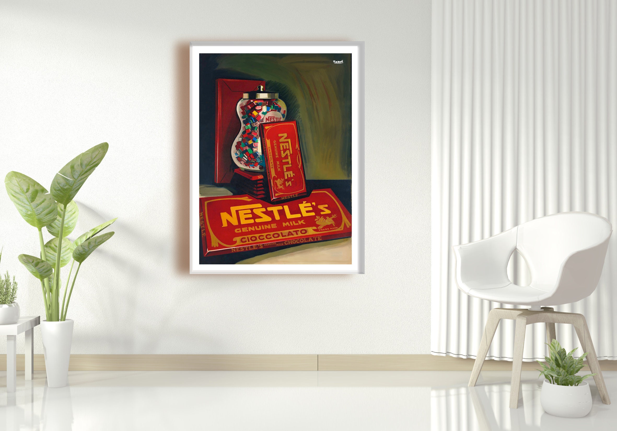 Nestlé Chocolate Poster Ad, Vintage Food & Drink Poster, Restaurant Bar ...