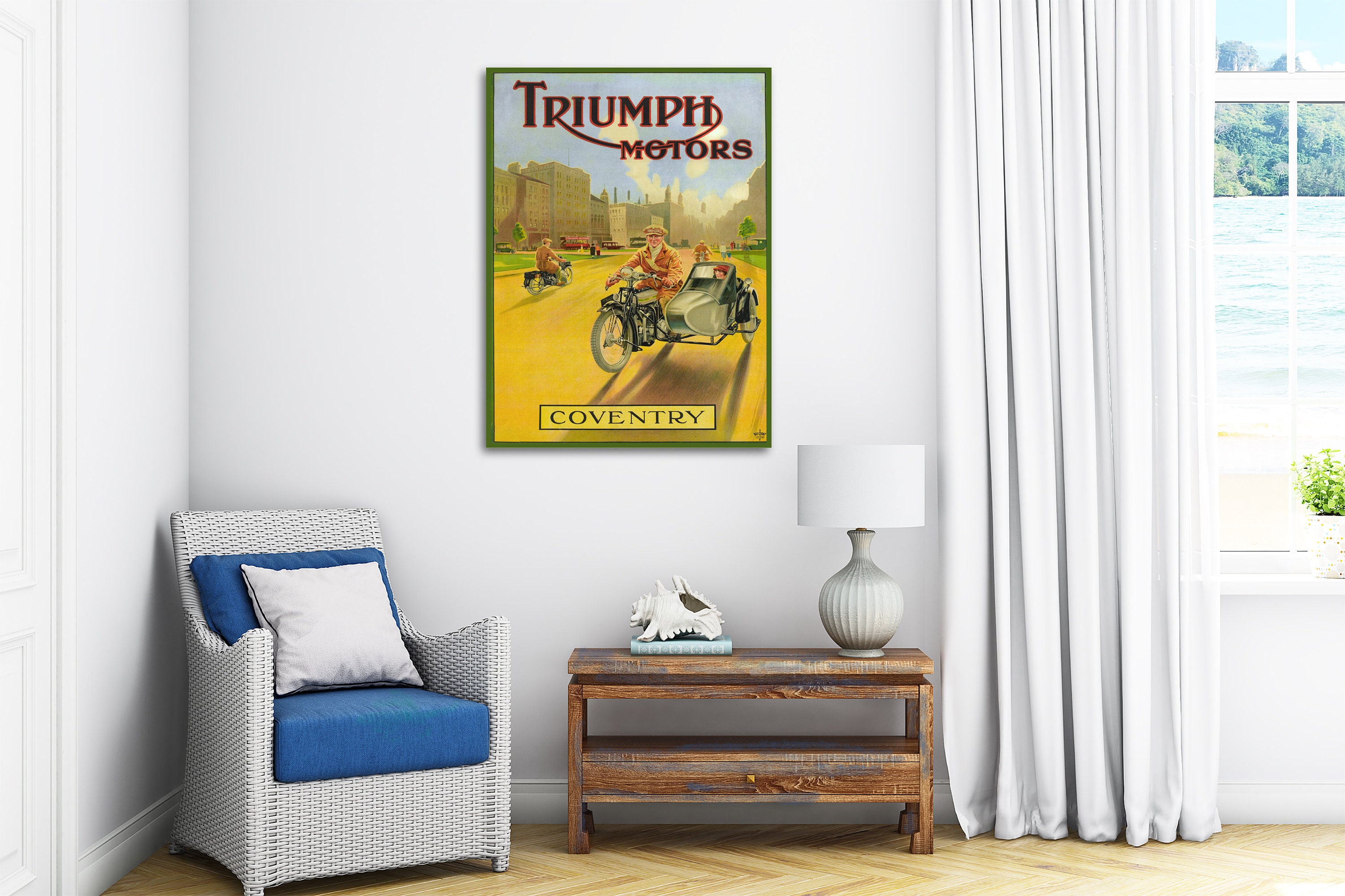 Vintage Triumph Motors Coventry Poster Print, Motorbike Poster ...