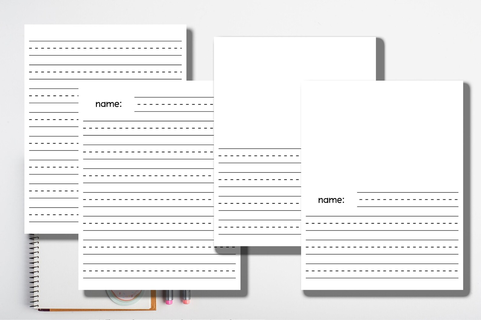 Lined School Writing Paper Lined School Kindergarten Preschool, Primary ...