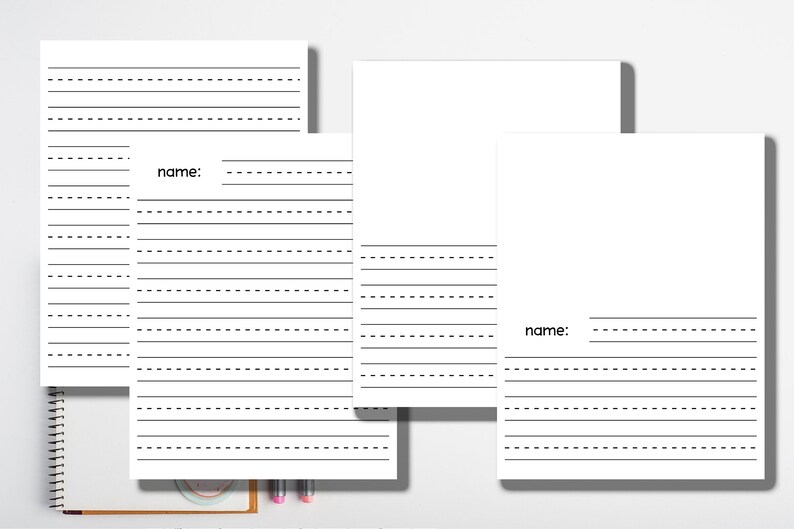 Lined School Writing Paper Lined School Kindergarten Preschool, Primary ...