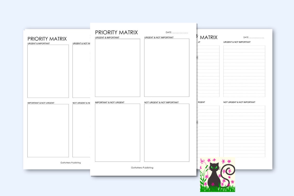 Printable Priority Matrix, Eisenhower Matrix, Decision Matrix ...