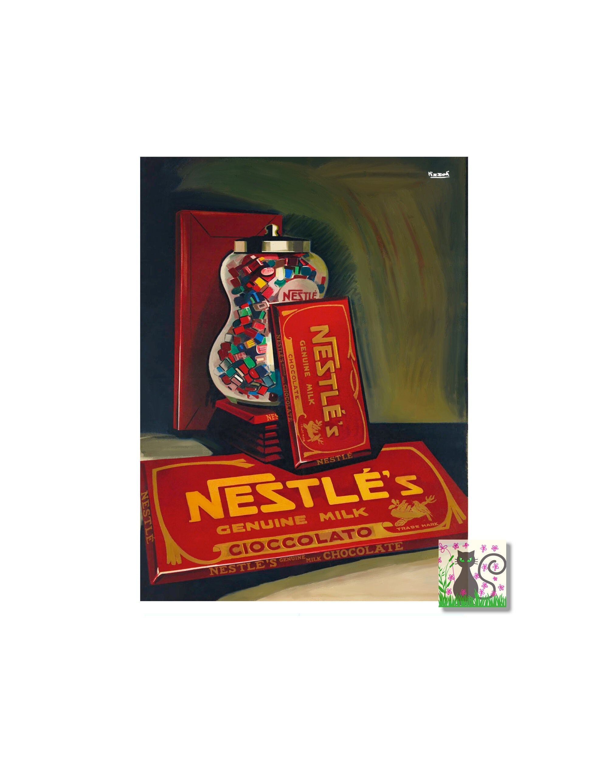 Nestlé Chocolate Poster Ad, Vintage Food & Drink Poster, Restaurant Bar ...