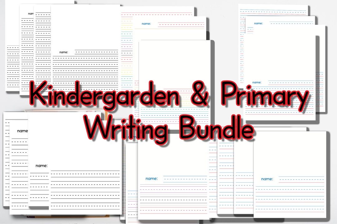 Lined School Writing Paper Lined School Kindergarten Preschool, Primary ...