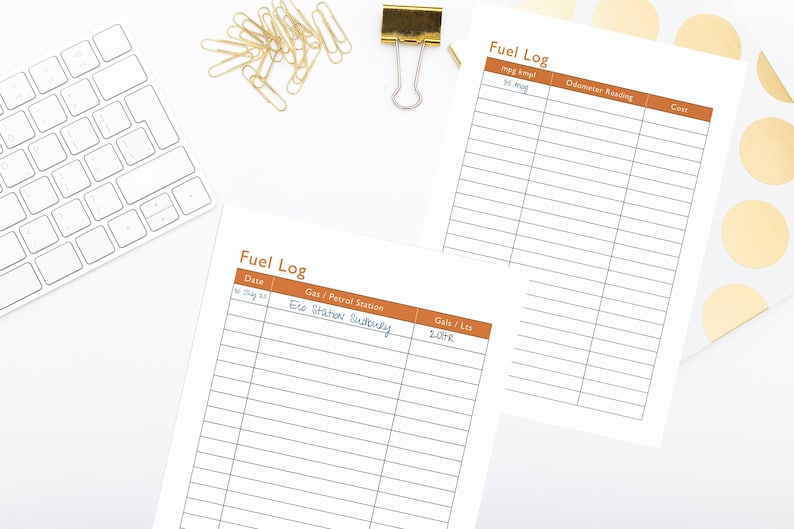 Fuel Log Pages Record Fuel Costs, Mileage A for Work or Personal Use ...