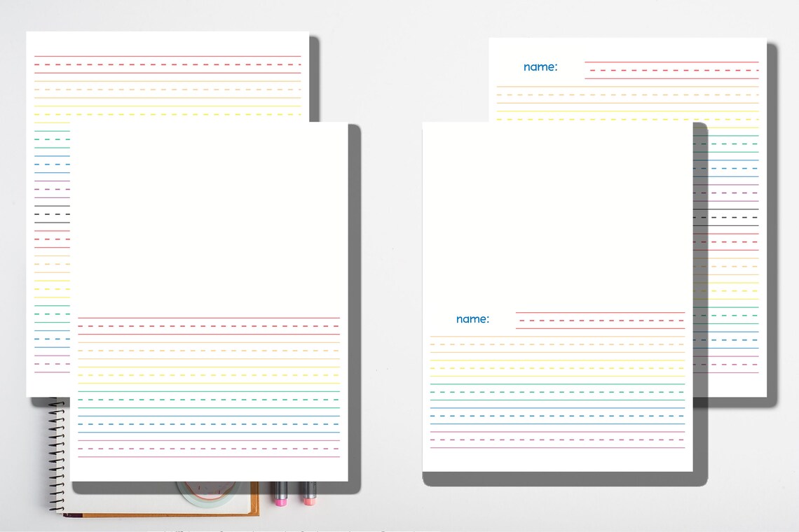 Lined School Writing Paper Lined School Kindergarten Preschool, Primary ...