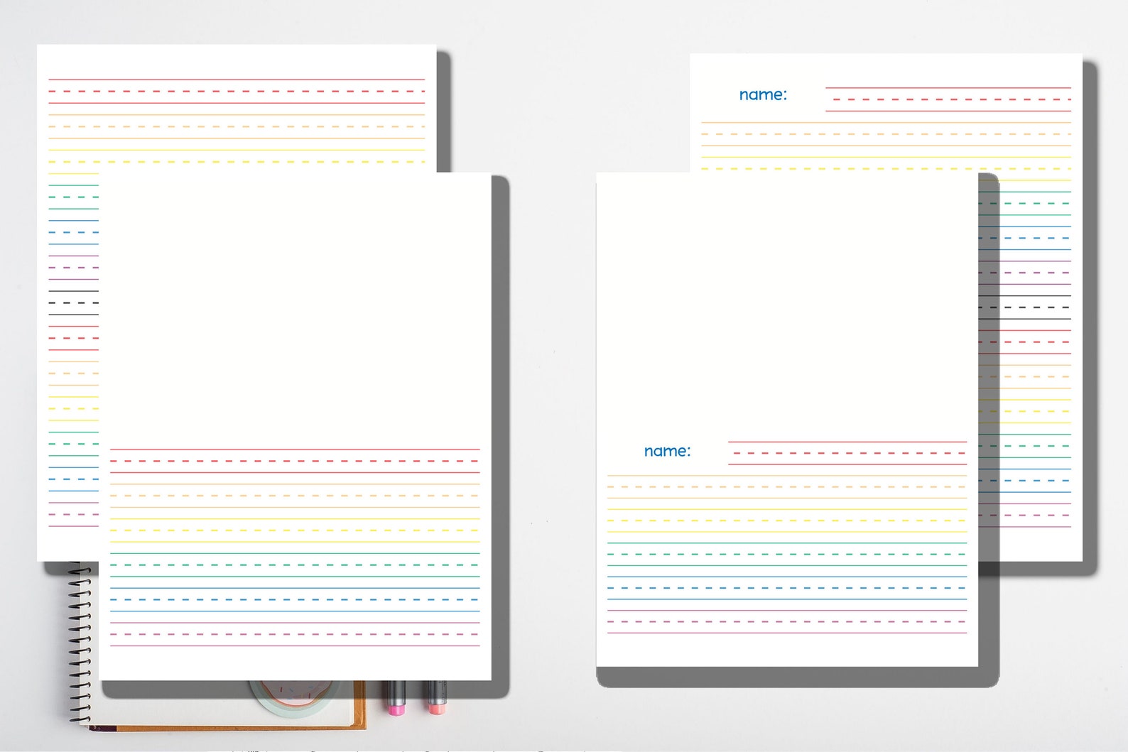 Lined School Writing Paper Lined School Kindergarten Preschool, Primary ...