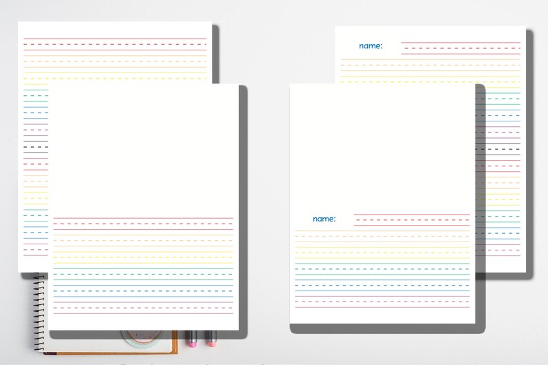 Lined School Writing Paper Lined School Kindergarten Preschool, Primary ...