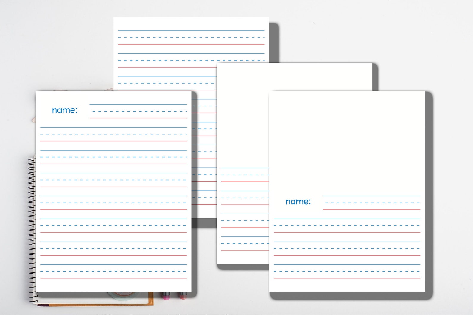 Lined School Writing Paper Lined School Kindergarten Preschool, Primary ...