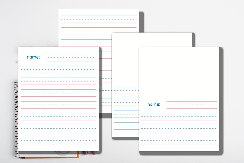 Lined School Writing Paper Lined School Kindergarten Preschool, Primary ...