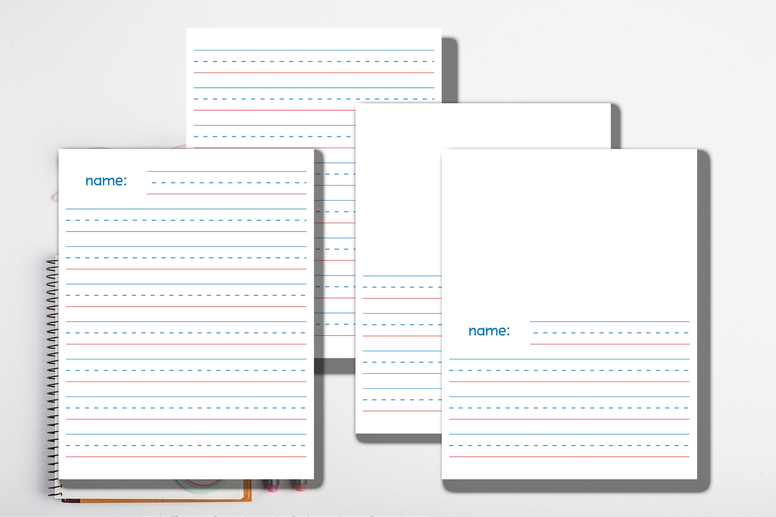 Lined School Writing Paper Lined School Kindergarten Preschool, Primary ...