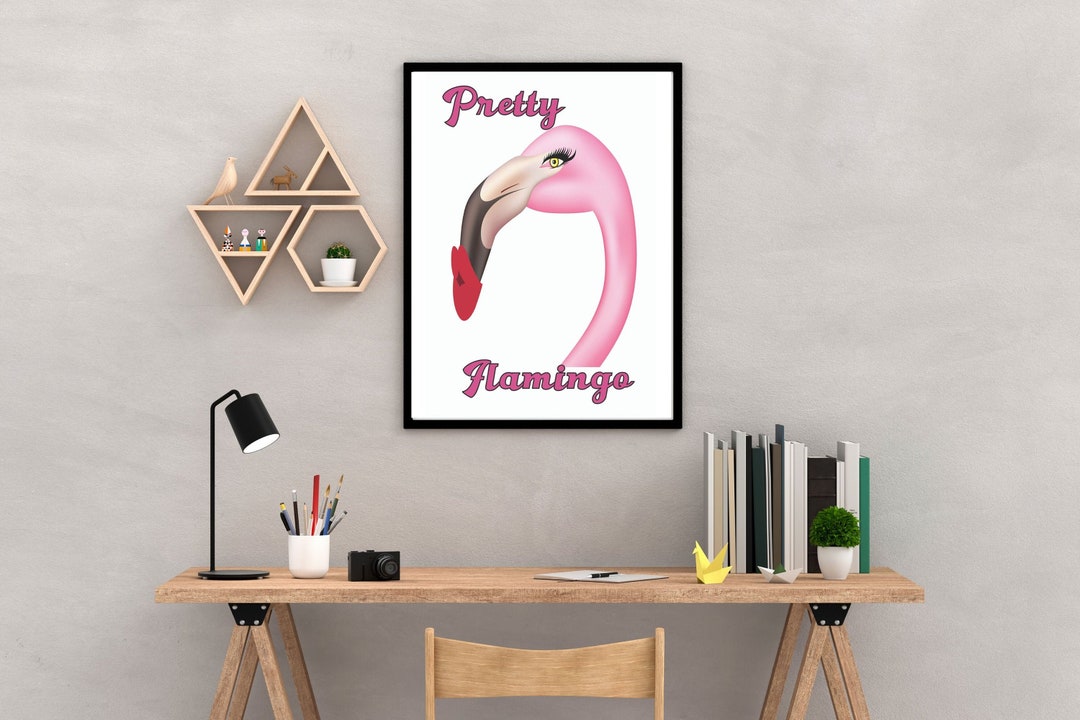 Flamingo Poster, Silly Flamingo Digital Download Poster of A Flamingo ...