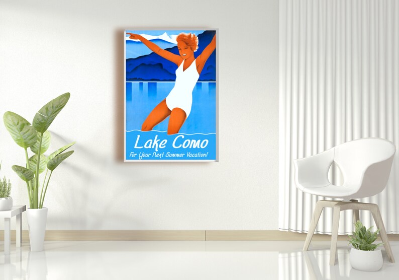 Lake Como, Lago Di Como Summer, Vintage Italian Print, World Travel ...