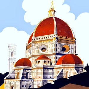 Florence Travel Poster Italy, Firenze Duomo Print Worldtravel Wall Art ...