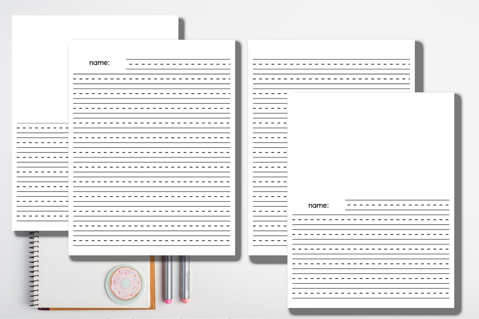 Lined School Writing Paper Lined School Kindergarten Preschool, Primary ...