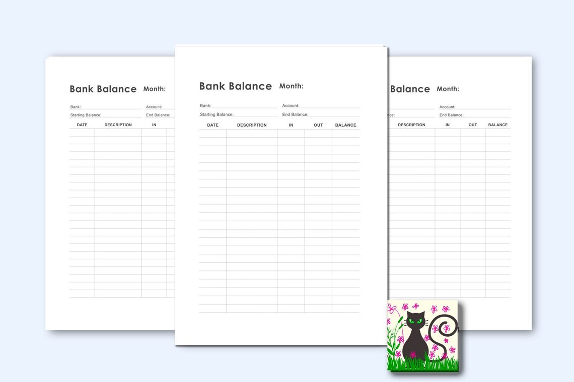 Printable Bank Balance Tracker, Account Planner, Bank Account Log, A4 ...