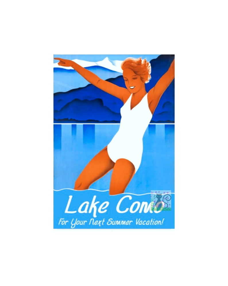 Lake Como, Lago Di Como Summer, Vintage Italian Print, World Travel ...