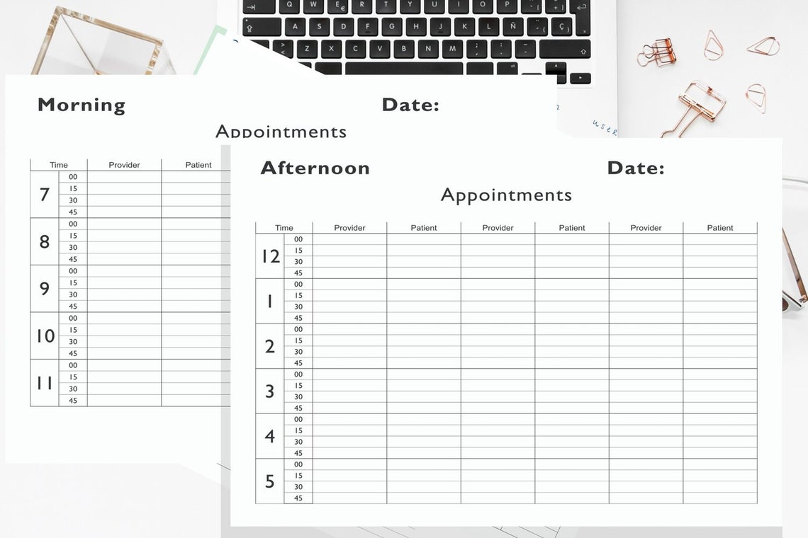 Patient Appointments Scheduler 15 Minute Intervals Morning Afternoon ...