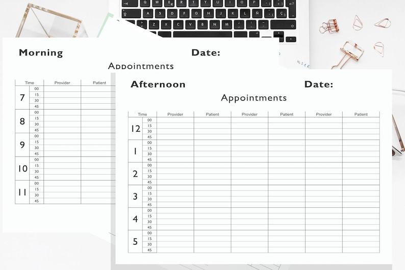 Patient Appointments Scheduler 15 Minute Intervals Morning Afternoon ...