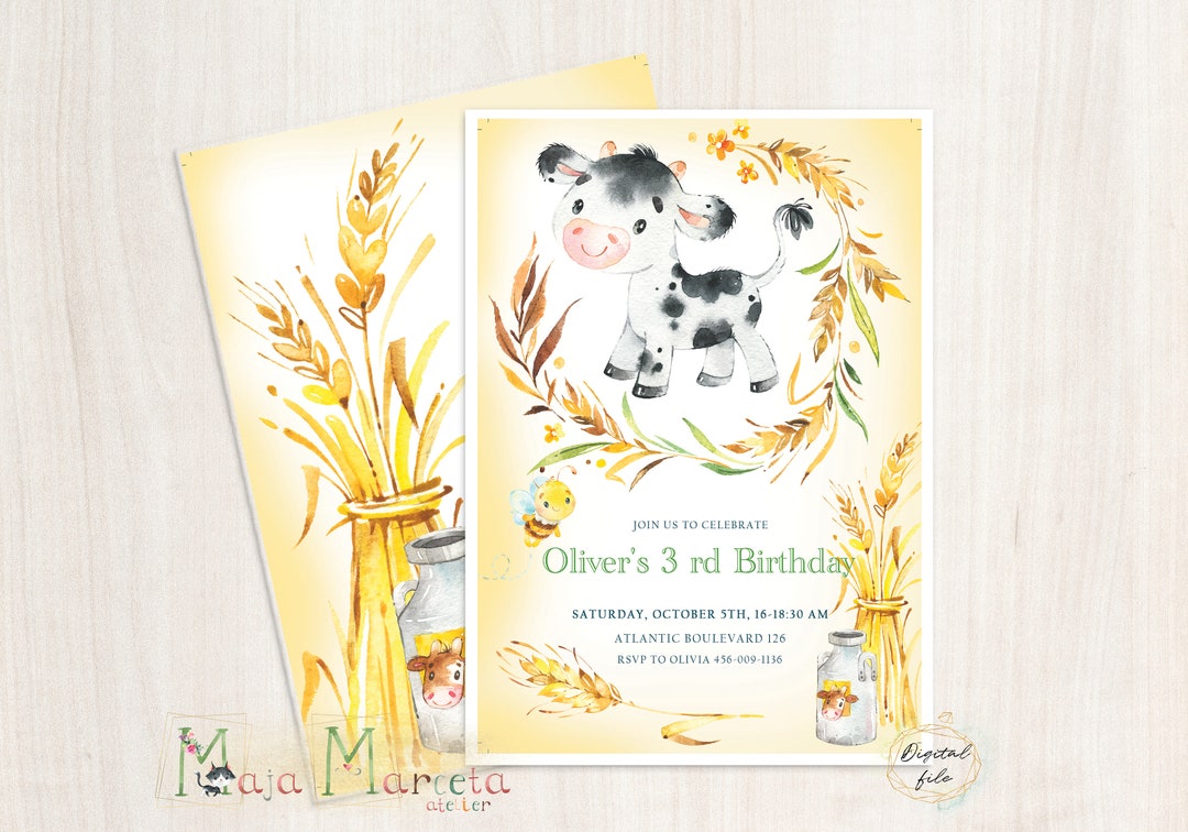 Farm Theme Party, Farm Invitation, Farm Party Invite, Cow Invitation ...